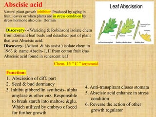 Abscisic acid - Plant growth - inhibitor | PPT