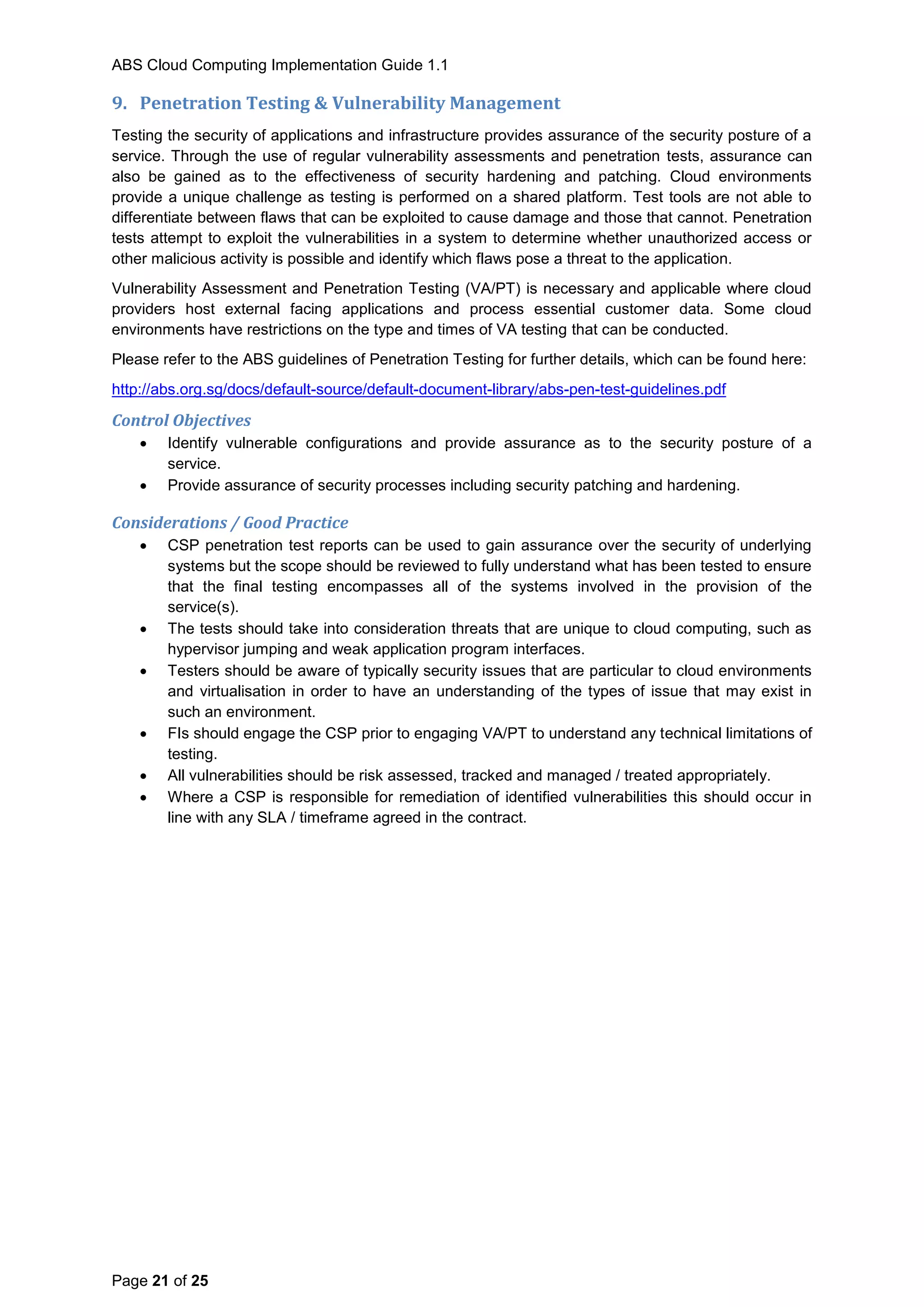 ABS Cloud Computing Implementation Guide 1.1 | PDF