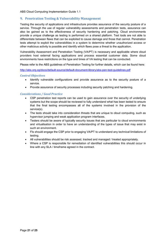 ABS Cloud Computing Implementation Guide 1.1 | PDF