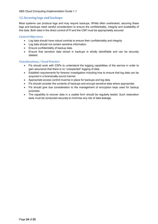 ABS Cloud Computing Implementation Guide 1.1 | PDF