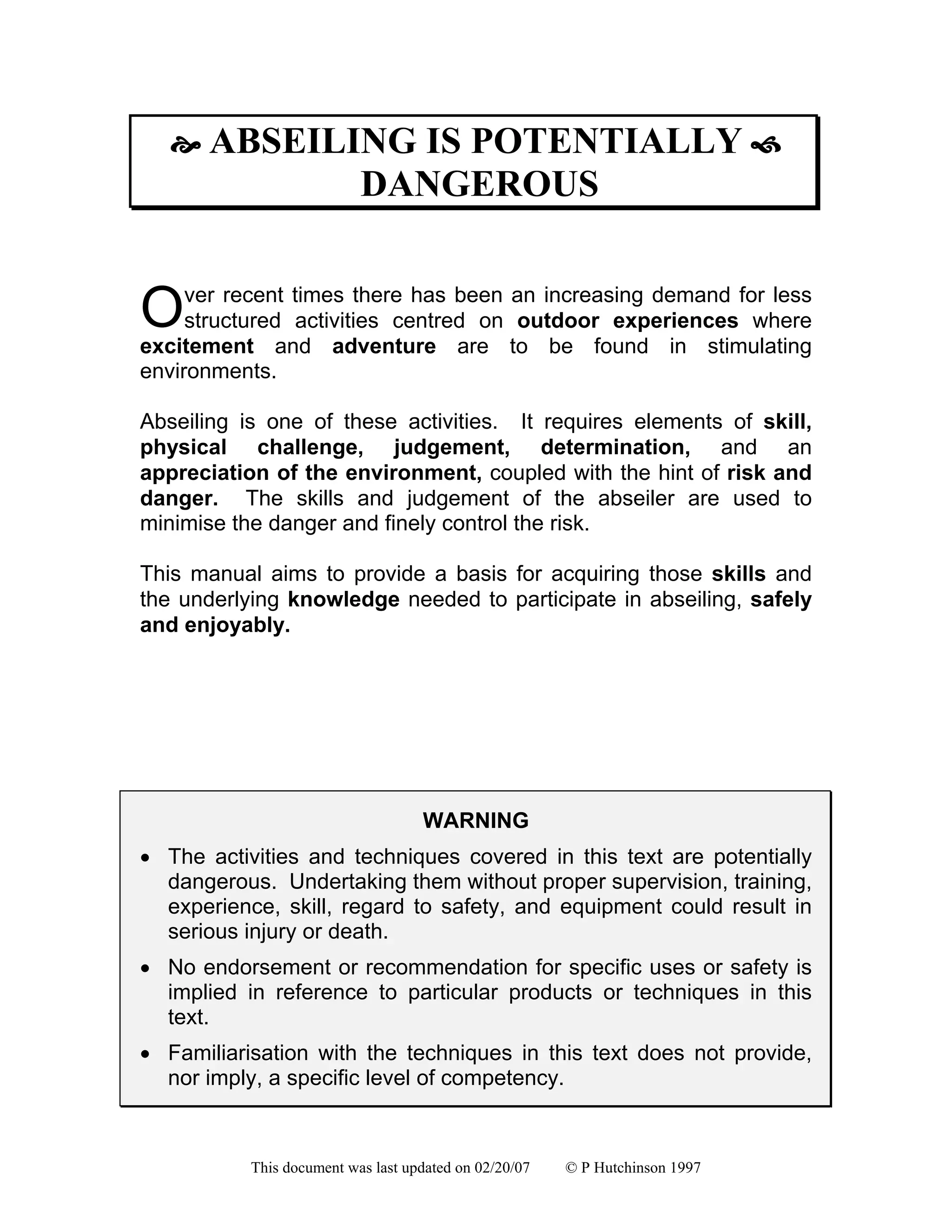 Abseiling techniques manual | PDF