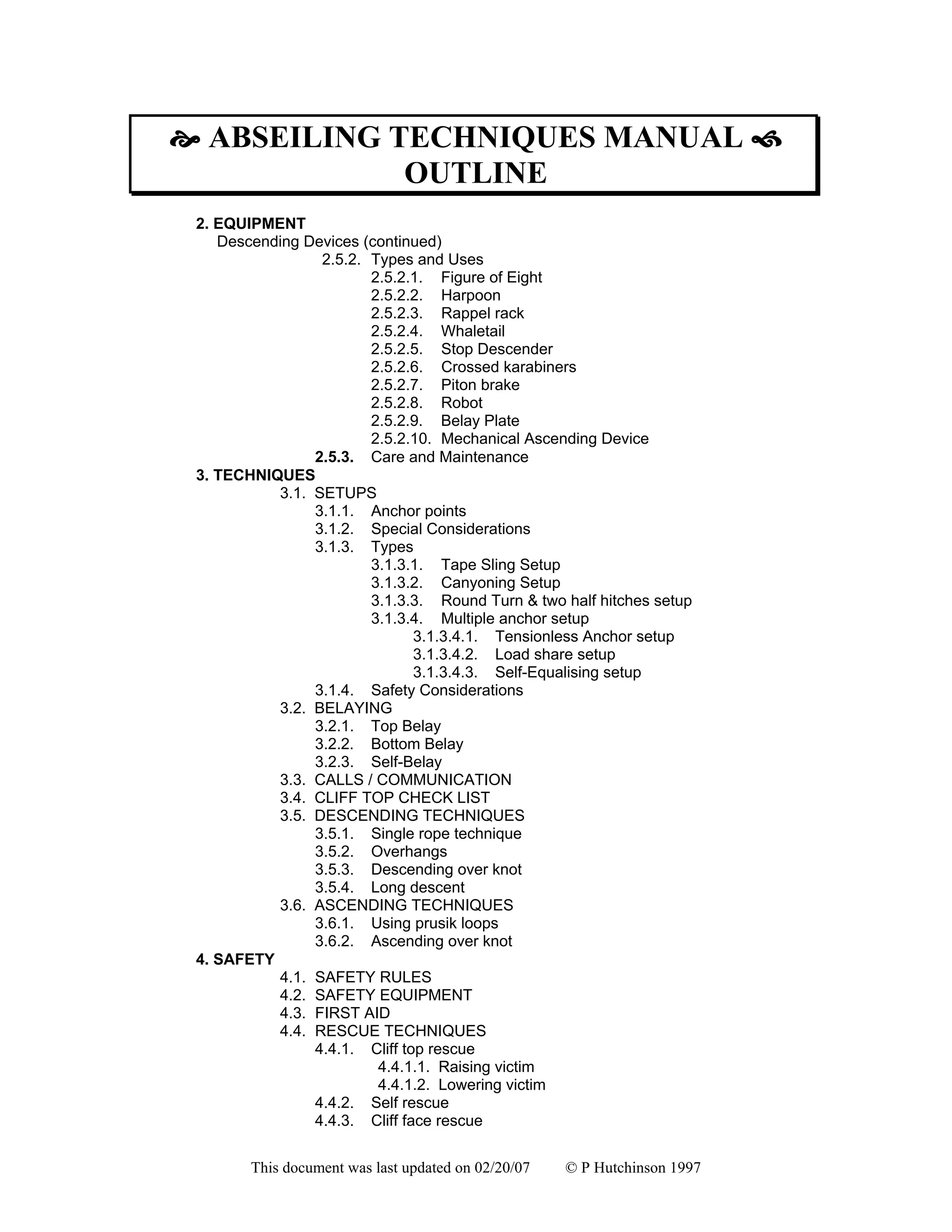 Abseiling techniques manual | PDF