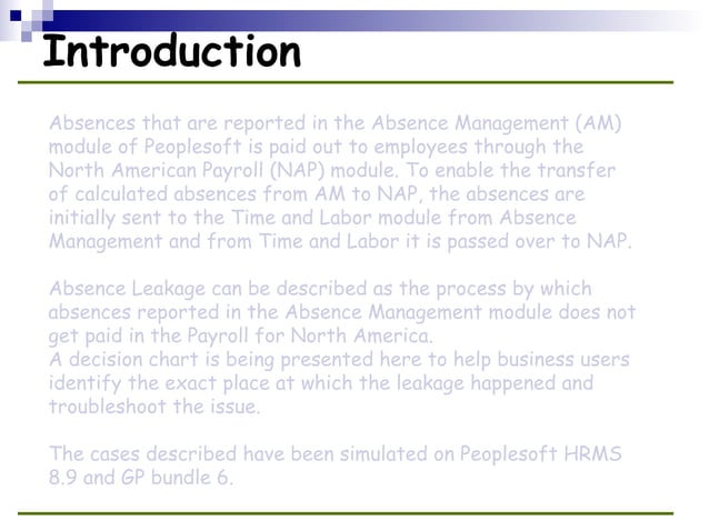Peoplesoft Absence Leakage Decision Chart | PPT