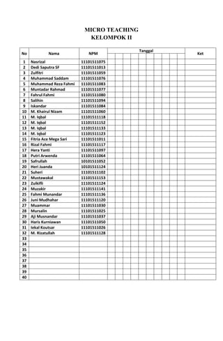 Absensi micro teaching | DOCX