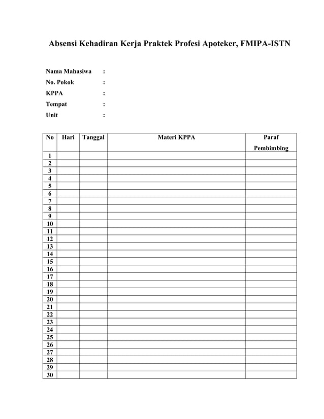 Absensi pkpa. doc | PDF