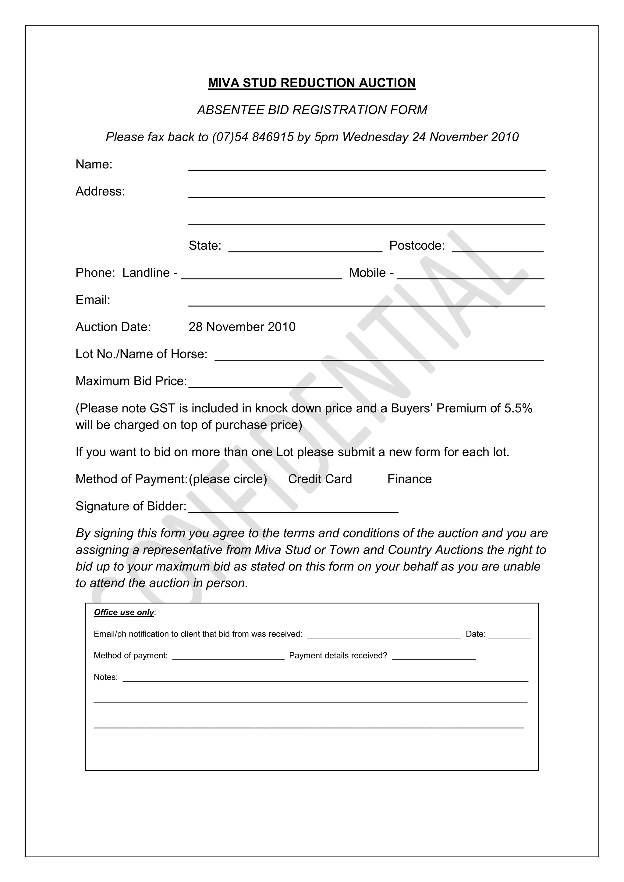 Absentee Bid Form | PDF