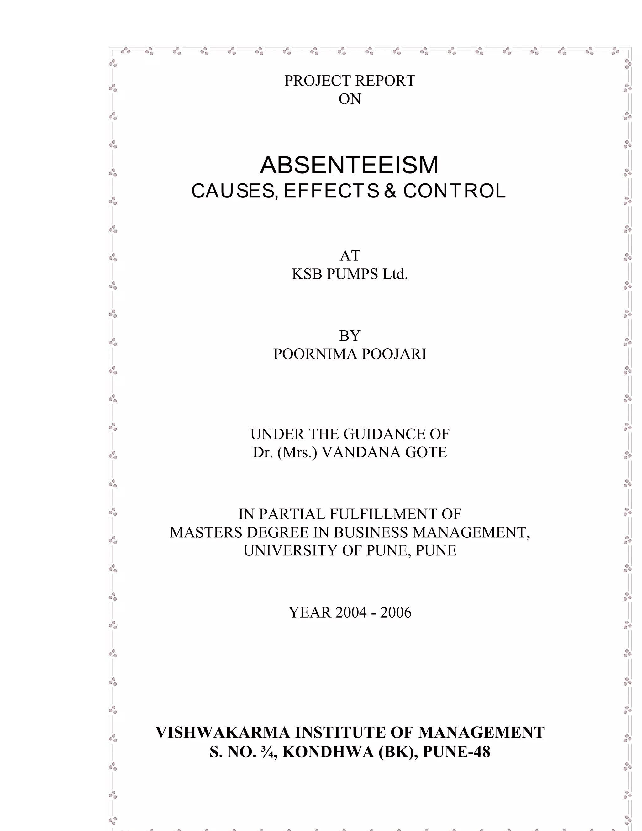 Absenteeism | PDF
