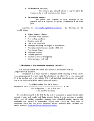 Absenteeism in the workplace | DOCX