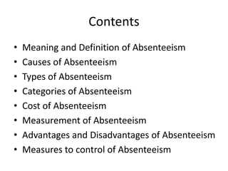 Absenteeism of employees my ppt | PPTX