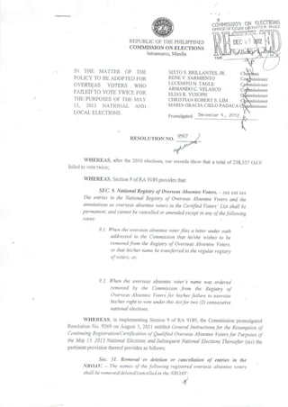 Absentee voting ofw | PDF