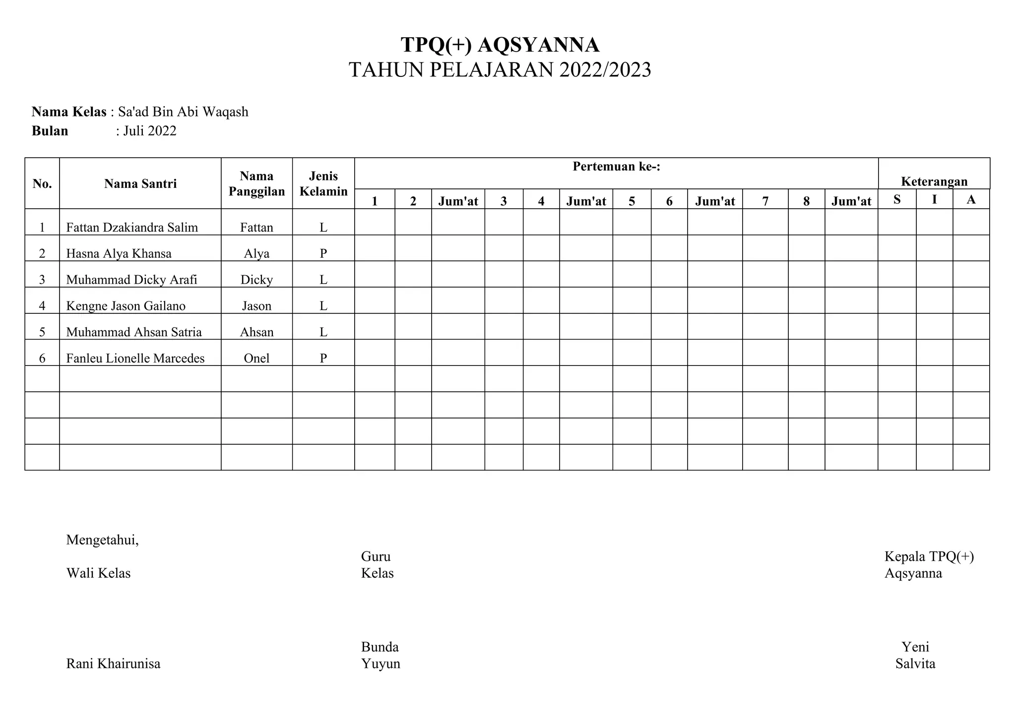 ABSEN TPQ untuk anak-anak di tahfidz al-quran | PPT