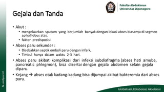 Abses paru - Diagnosis, tatalaksana, prognosis | PPTX