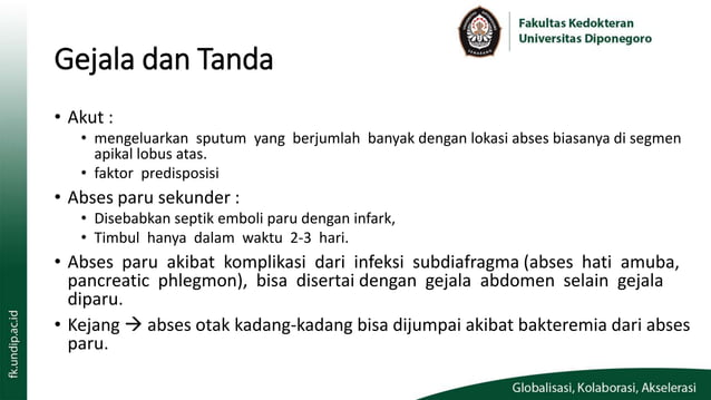 Abses paru - Diagnosis, tatalaksana, prognosis | PPTX