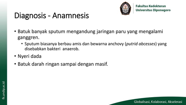 Abses paru - Diagnosis, tatalaksana, prognosis | PPTX