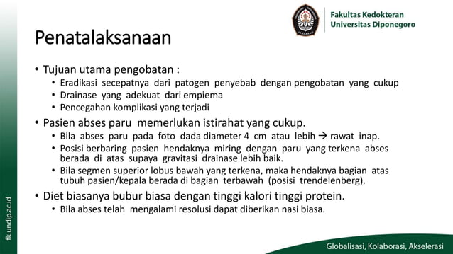 Abses paru - Diagnosis, tatalaksana, prognosis | PPTX