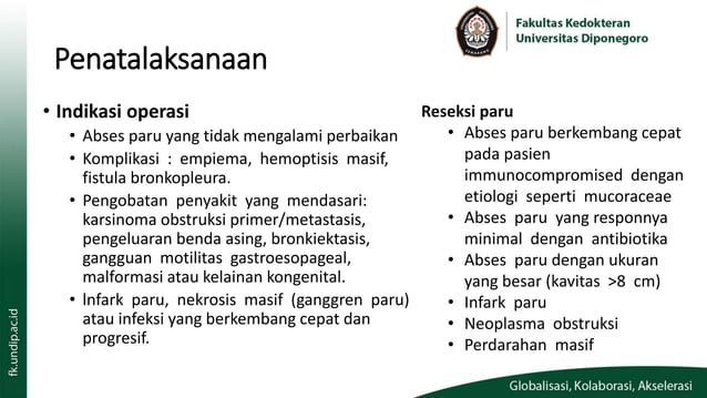Abses paru - Diagnosis, tatalaksana, prognosis | PPTX