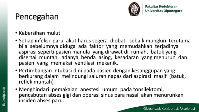 Abses paru - Diagnosis, tatalaksana, prognosis | PPTX