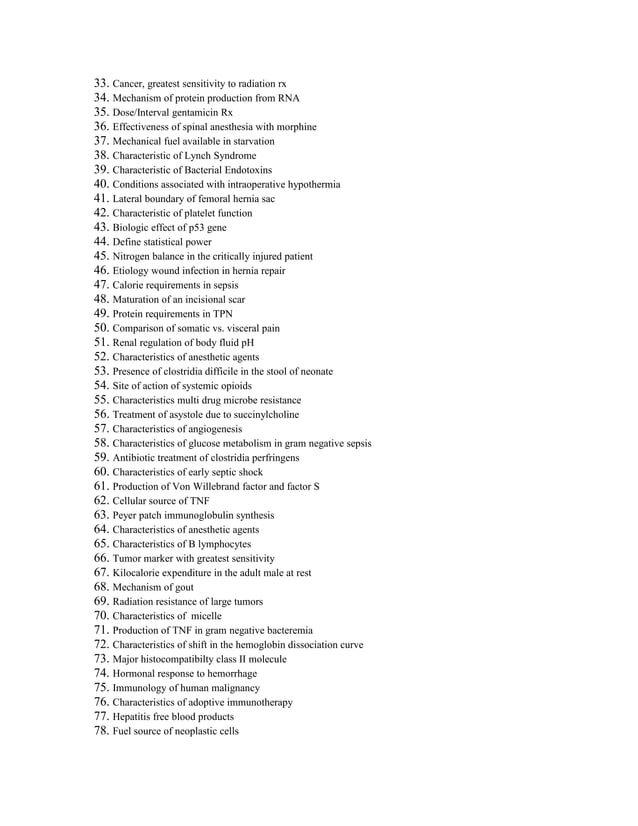 Absite and Surgical Boards - Bullet points | PDF