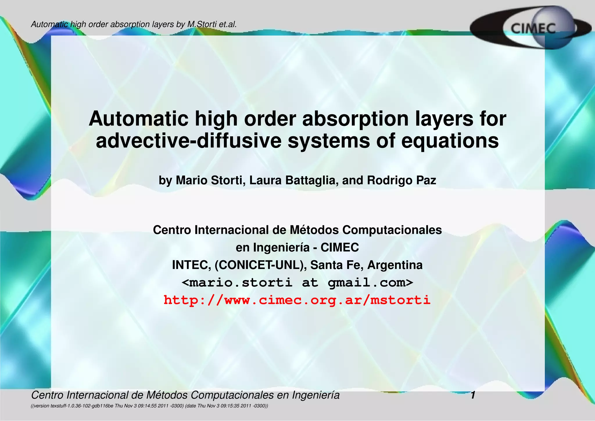 Automatic high order absorption layers for advective-diffusive systems ...