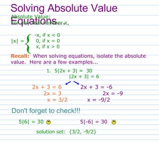Absolute Value Notes | PPT | Physics | Science