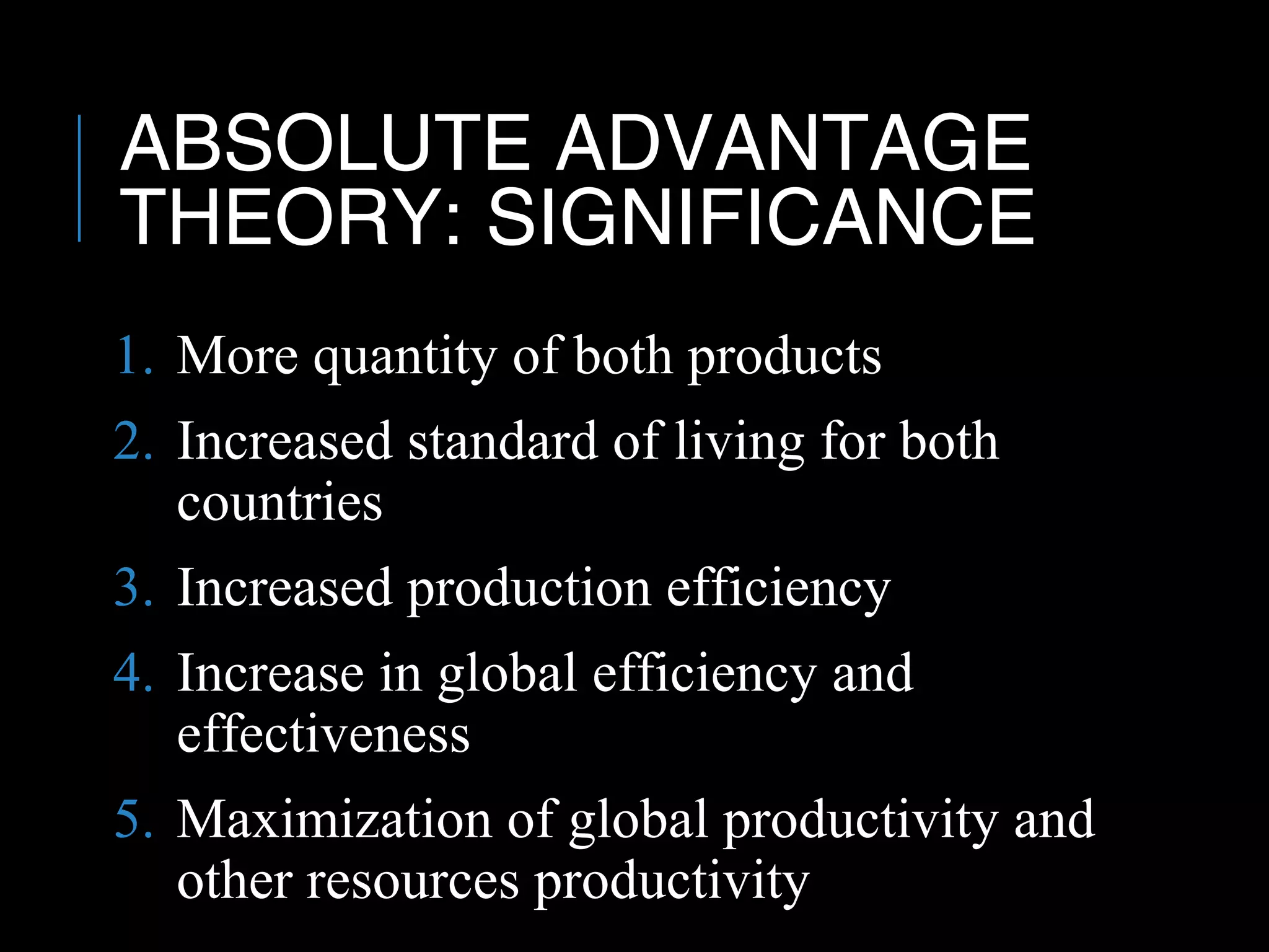 International Trade Theory : Absolute Advantage Theory | PPT