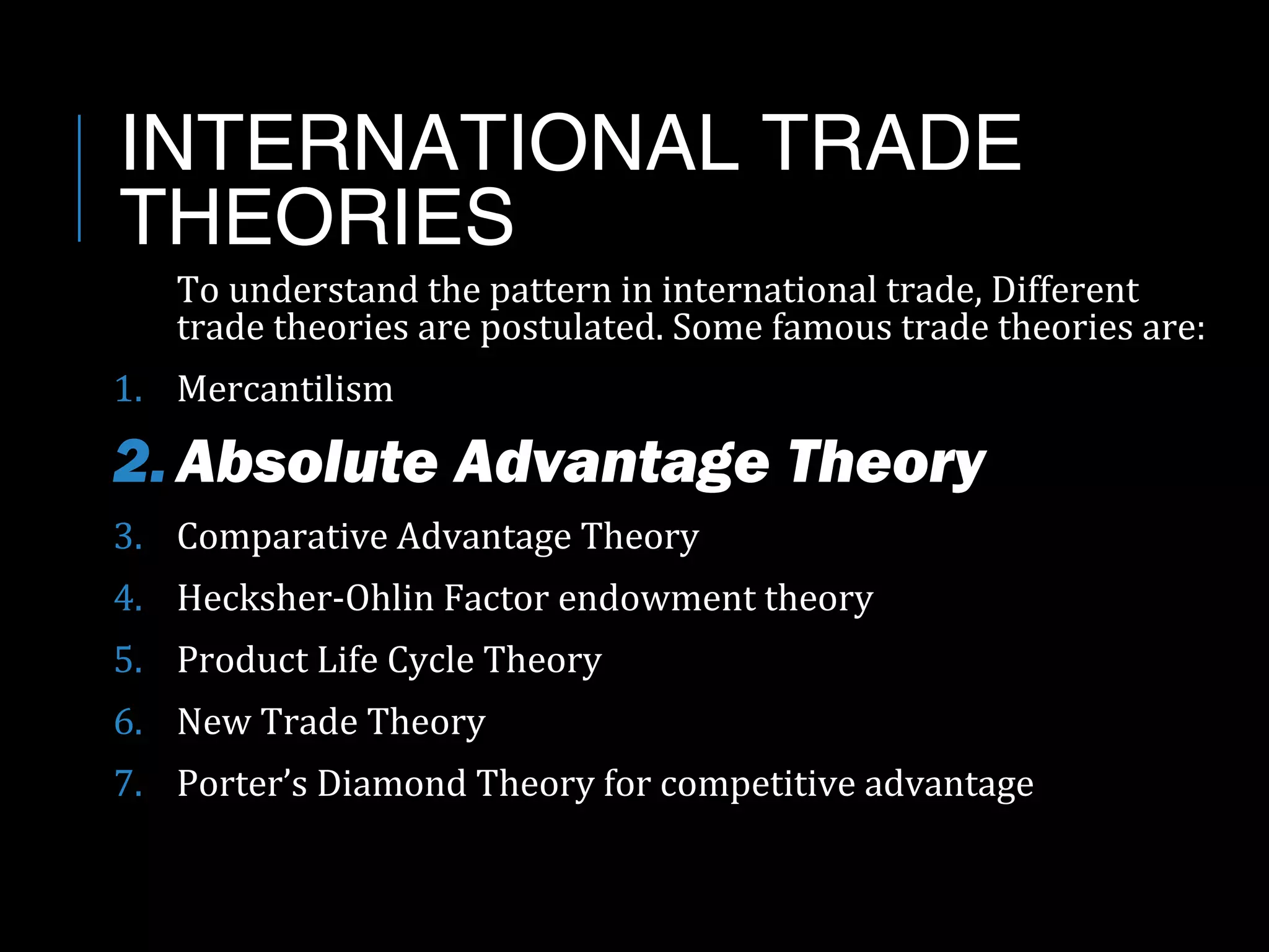 International Trade Theory : Absolute Advantage Theory | PPT