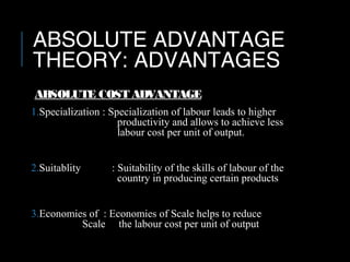 International Trade Theory : Absolute Advantage Theory | PPT