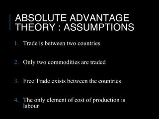 International Trade Theory : Absolute Advantage Theory | PPT