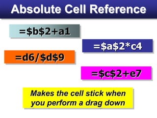 Absolute cell references | PPTX