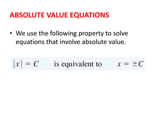 Absolute equations and inequalities | PPTX