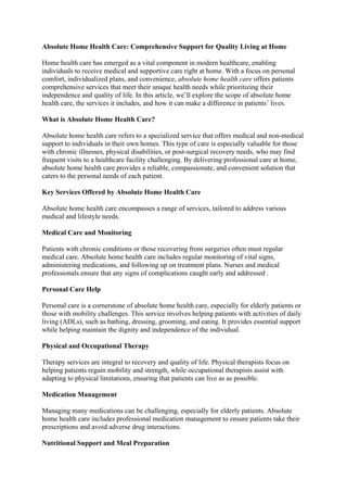 Absolute Home Health Care: Comprehensive Support for Quality Living at ...