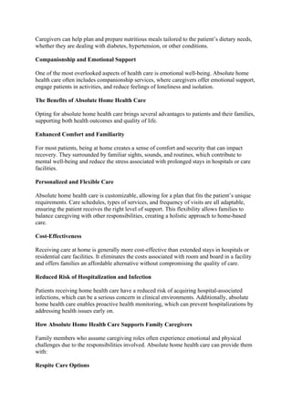 Absolute Home Health Care: Comprehensive Support for Quality Living at ...