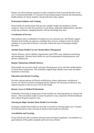 Absolute Home Health Care: Comprehensive Support for Quality Living at ...