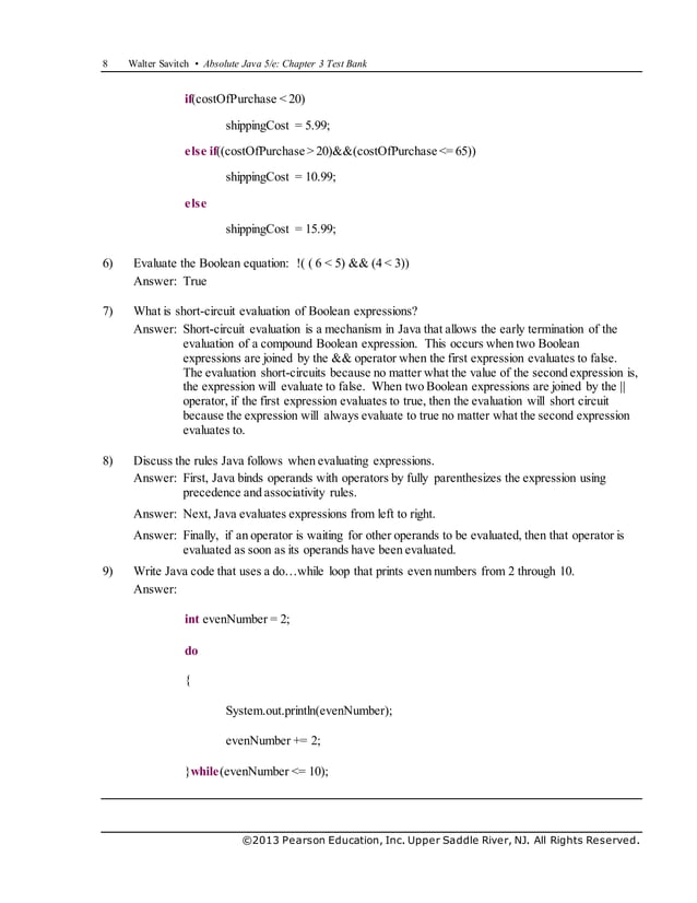 Absolute Java 5e Savitch Test Bank Pdf 