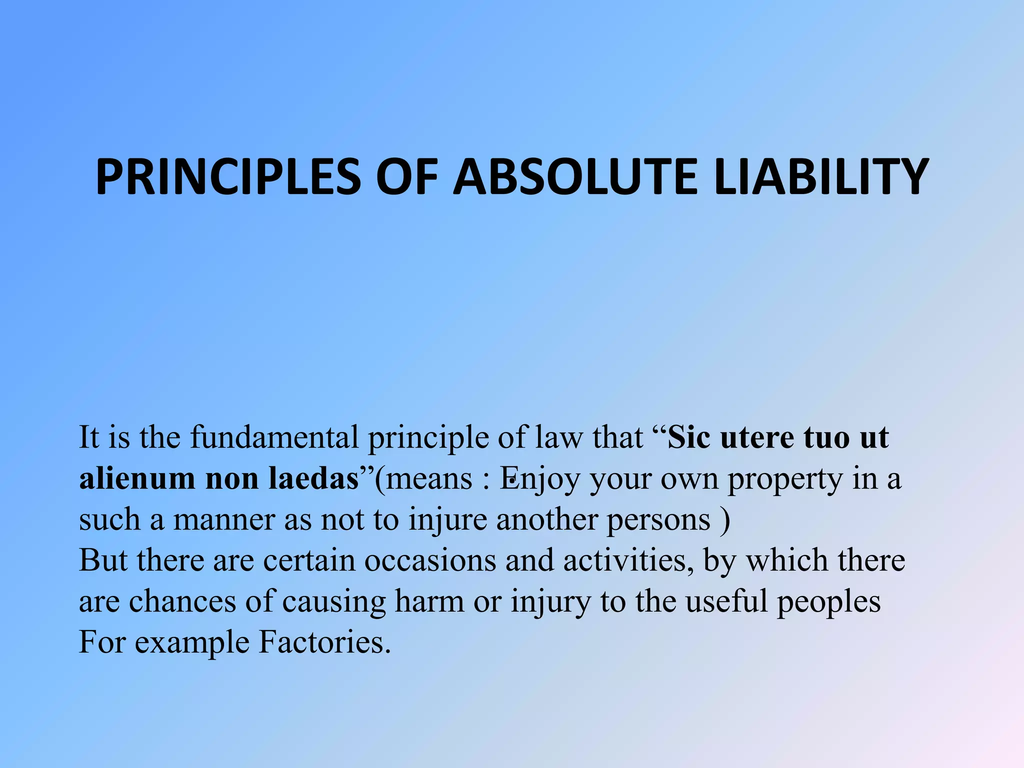 Absolute liability | PPTX | Legal Services Industry | Industries