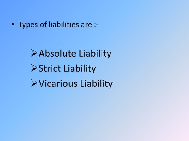 Absolute liability | PPTX | Legal Services Industry | Industries