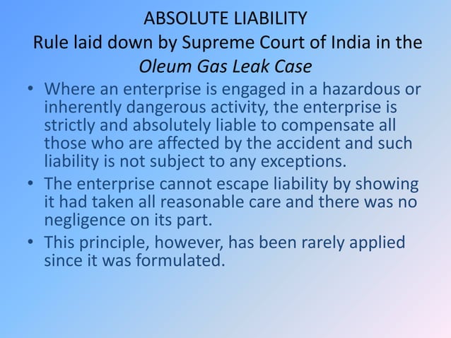 Absolute liability | PPTX | Legal Services Industry | Industries