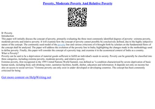 Absolute Poverty Definition | PDF | Debated Sensitive Social Issues ...