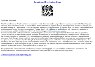 Absolute Poverty Definition | PDF | Debated Sensitive Social Issues ...