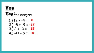 Absolute Value and the Fundamental Operations on Integers.pptx