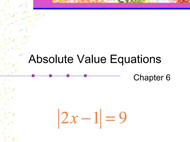 Absolute value equations | PPT