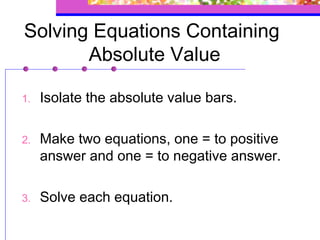 Absolute value equations | PPT