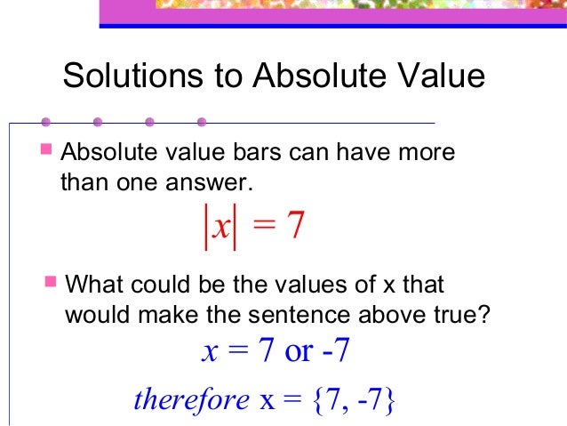 Absolute value equations