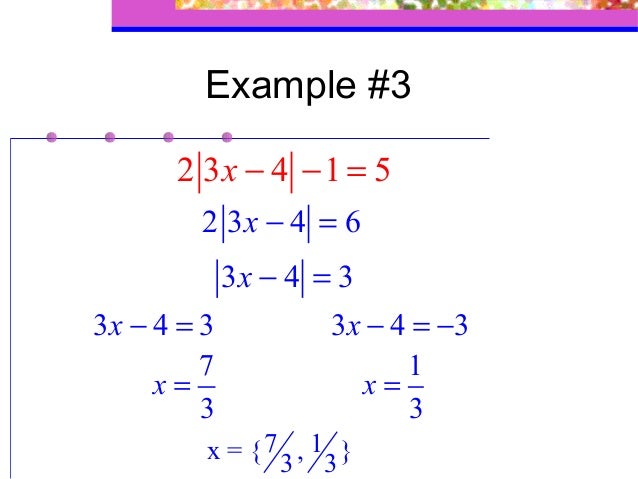Absolute value equations