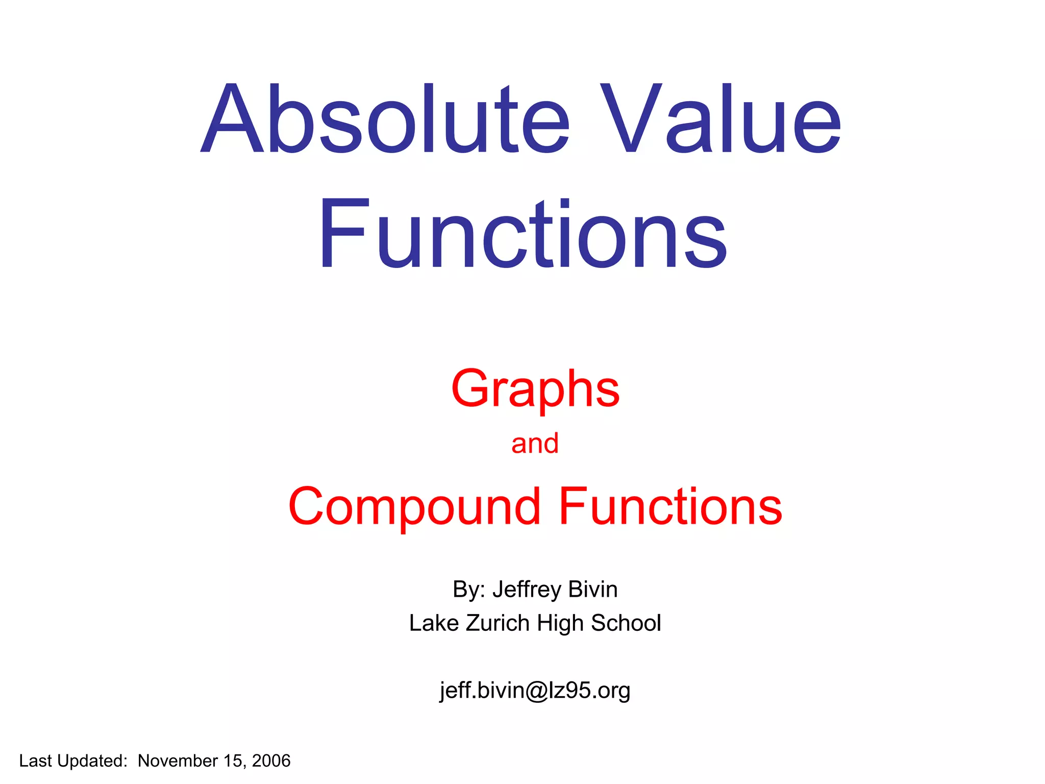 Absolute Value Function Ppt