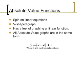 Absolute Value Functions & Graphs | PPT