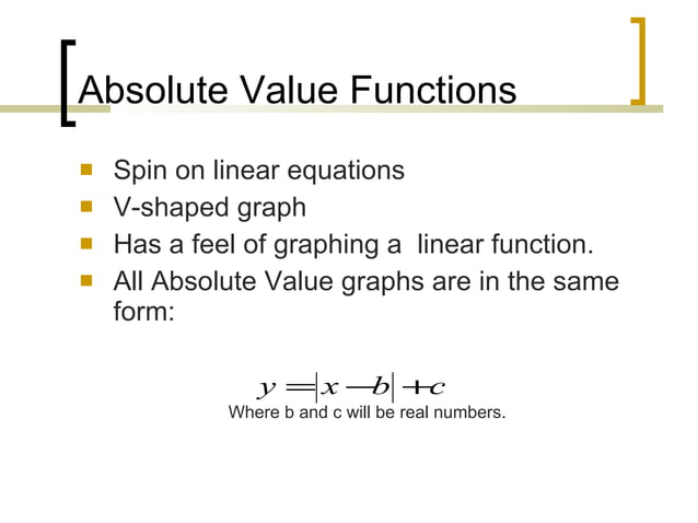 Absolute Value Functions & Graphs | PPT
