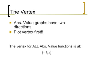 Absolute Value Functions & Graphs | PPT