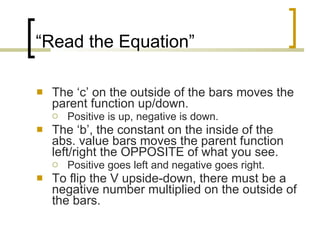 Absolute Value Functions & Graphs | PPT