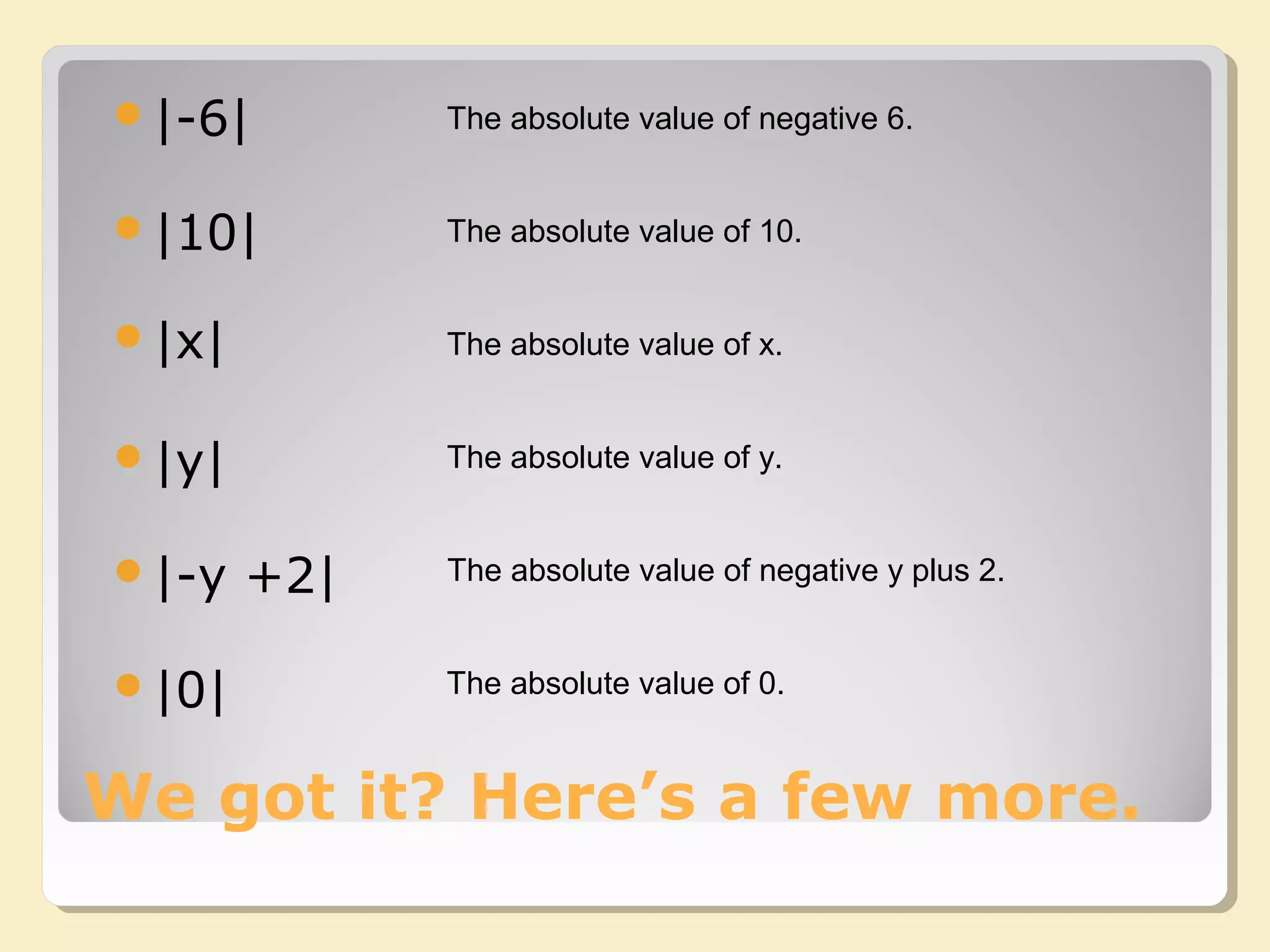 Absolute values | PPT